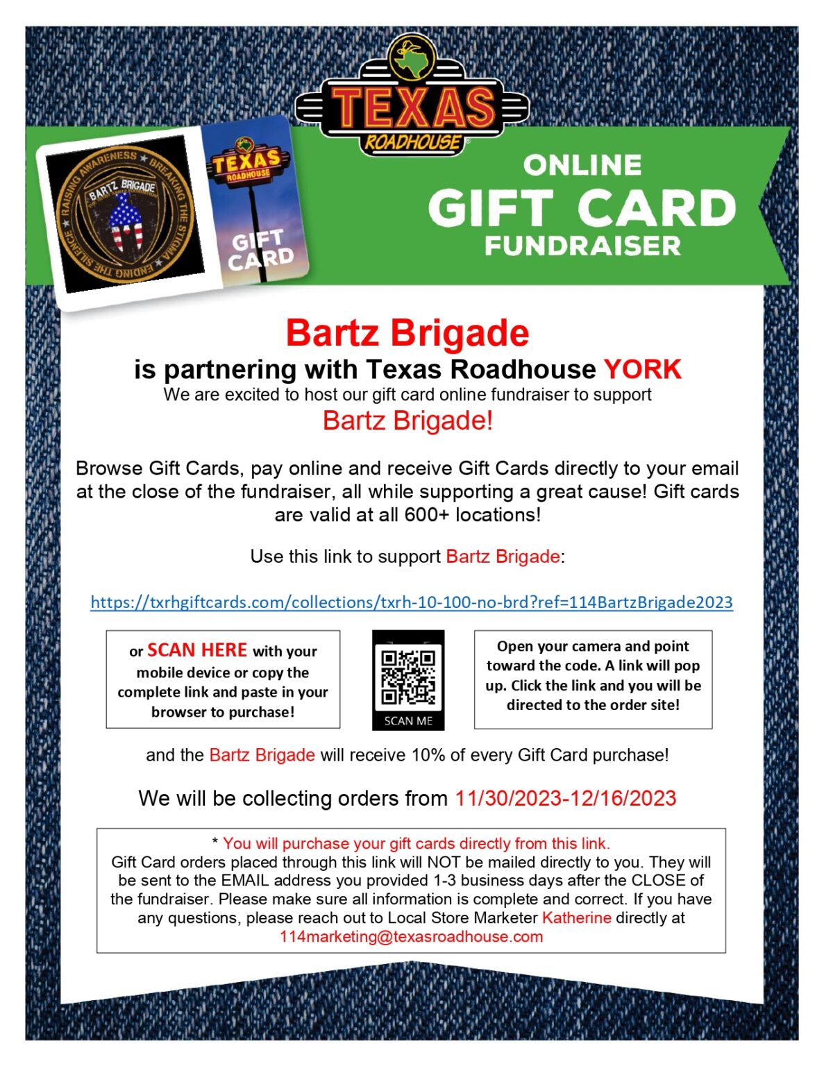 Texas Roadhouse Fundraiser - Bartz Brigade the Trent Bartz Foundation